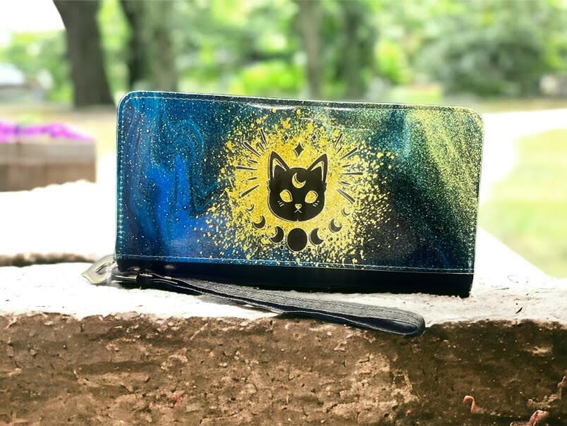 Enchanting Black Cat Moon Phase Wallet | Wicked Wonders Shop